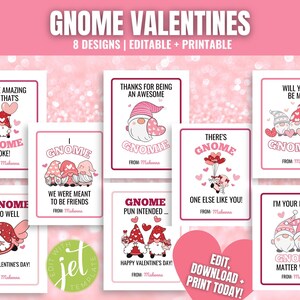 Gnome Valentines Cards for Kids, Funny Valentines for Kids, Printable ...