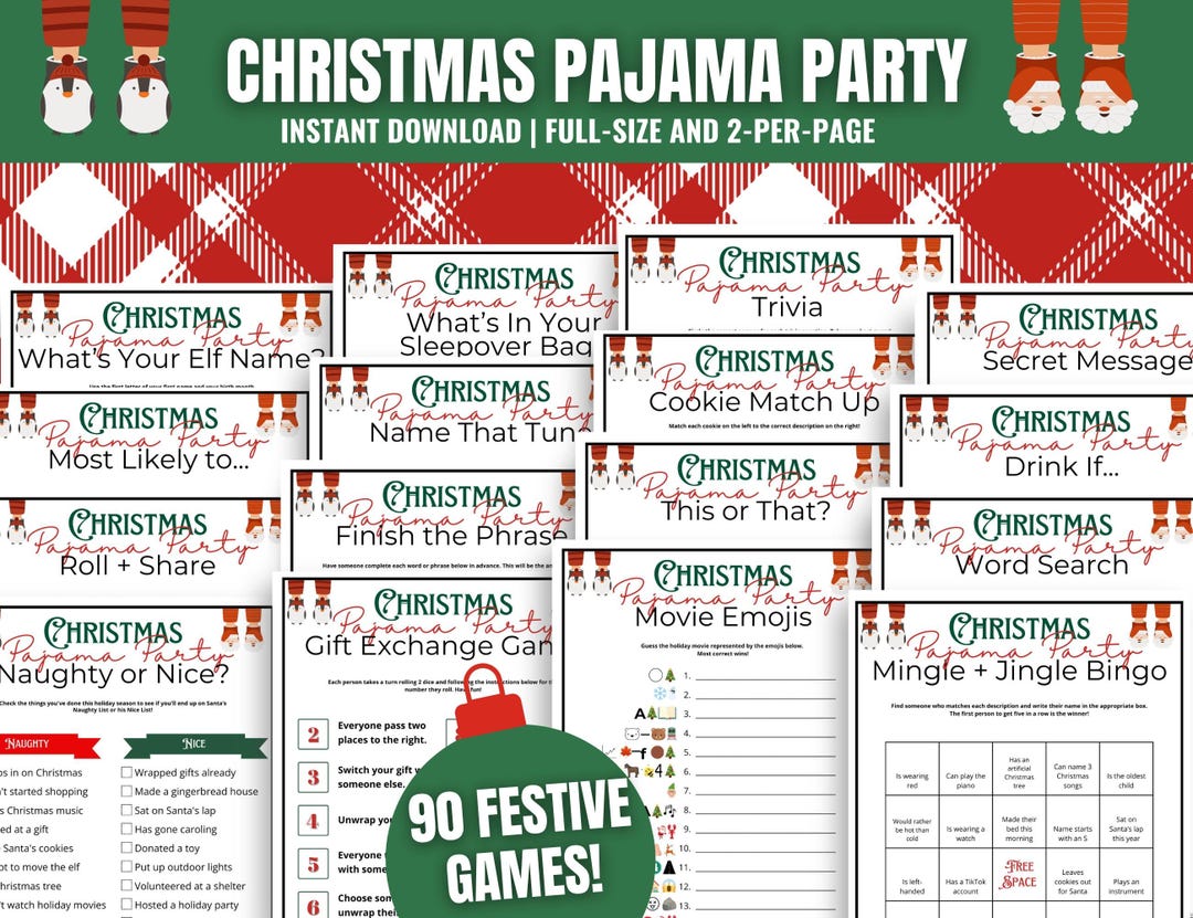 Christmas Pajama Party Games MEGA Bundle: 90 Holiday Activities ...