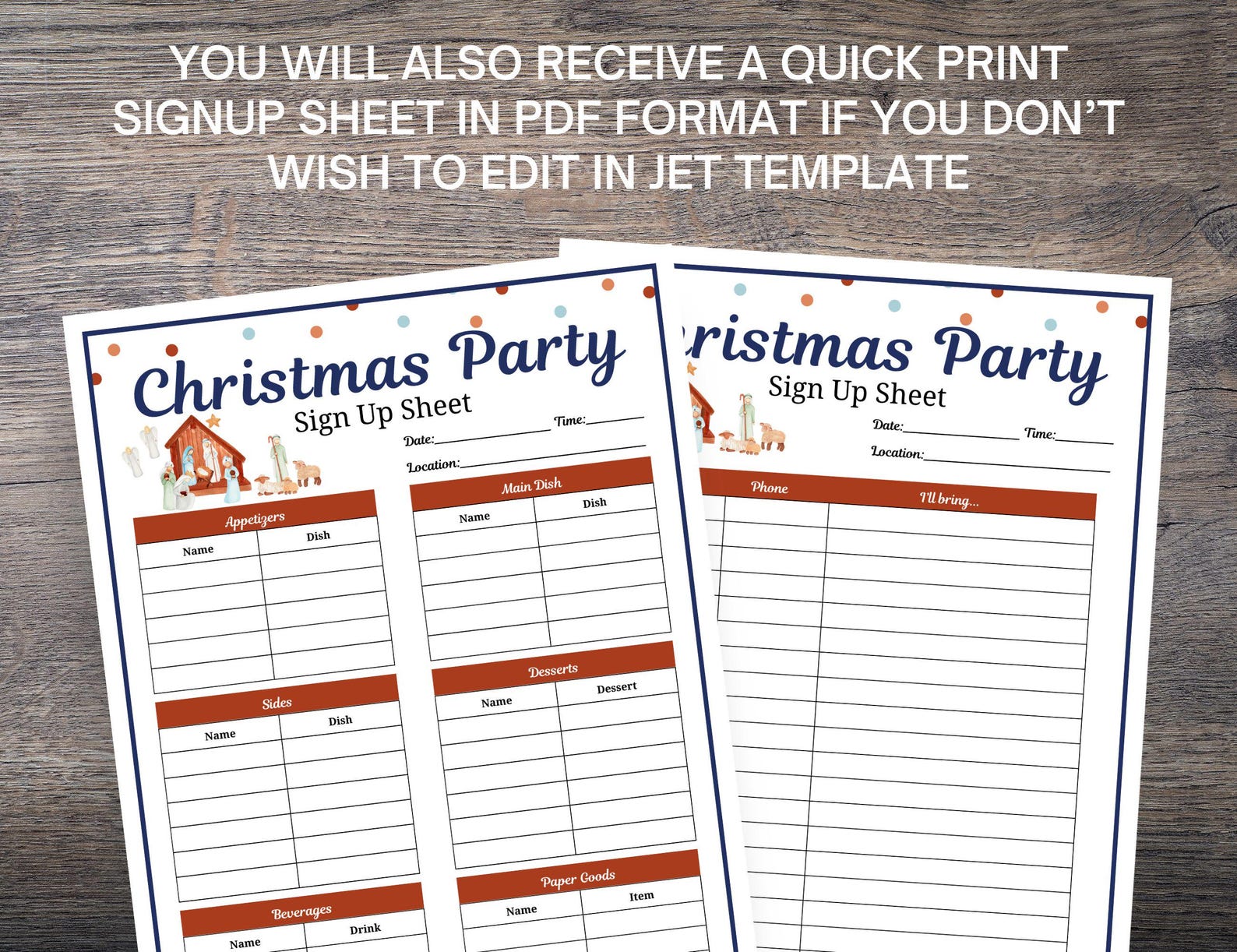 Christian Christmas Potluck Sign up Sheet: Church Dinner Party (digital ...