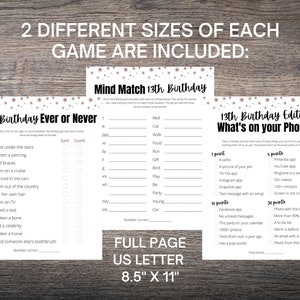 13th Birthday Party Games Bundle for Her, 13th Birthday Games for Girl ...