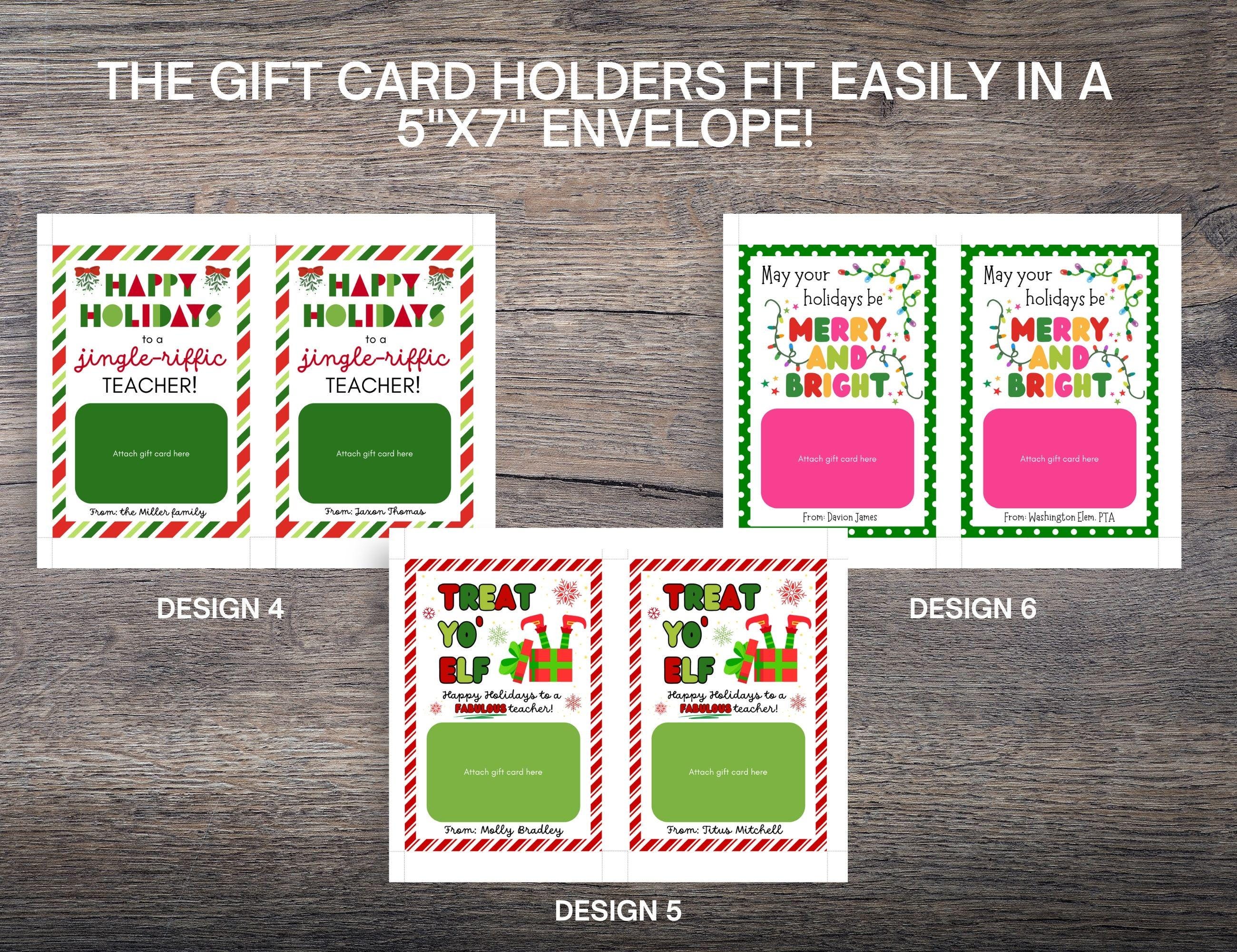 Christmas Teacher Gift Card Holders, Printable Holiday Gift (instant ...