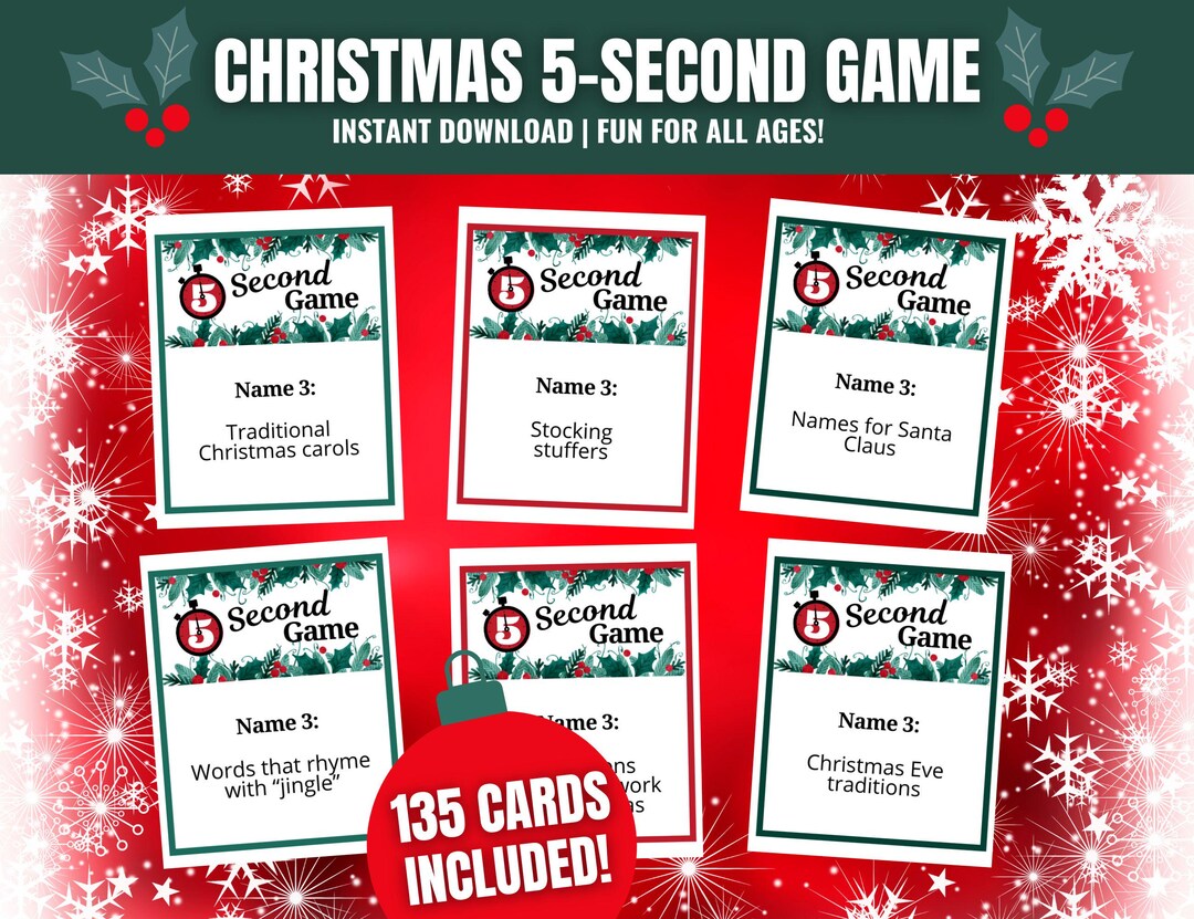 Christmas 5 Second Game: Fun Holiday Party Activity (printable) - Etsy