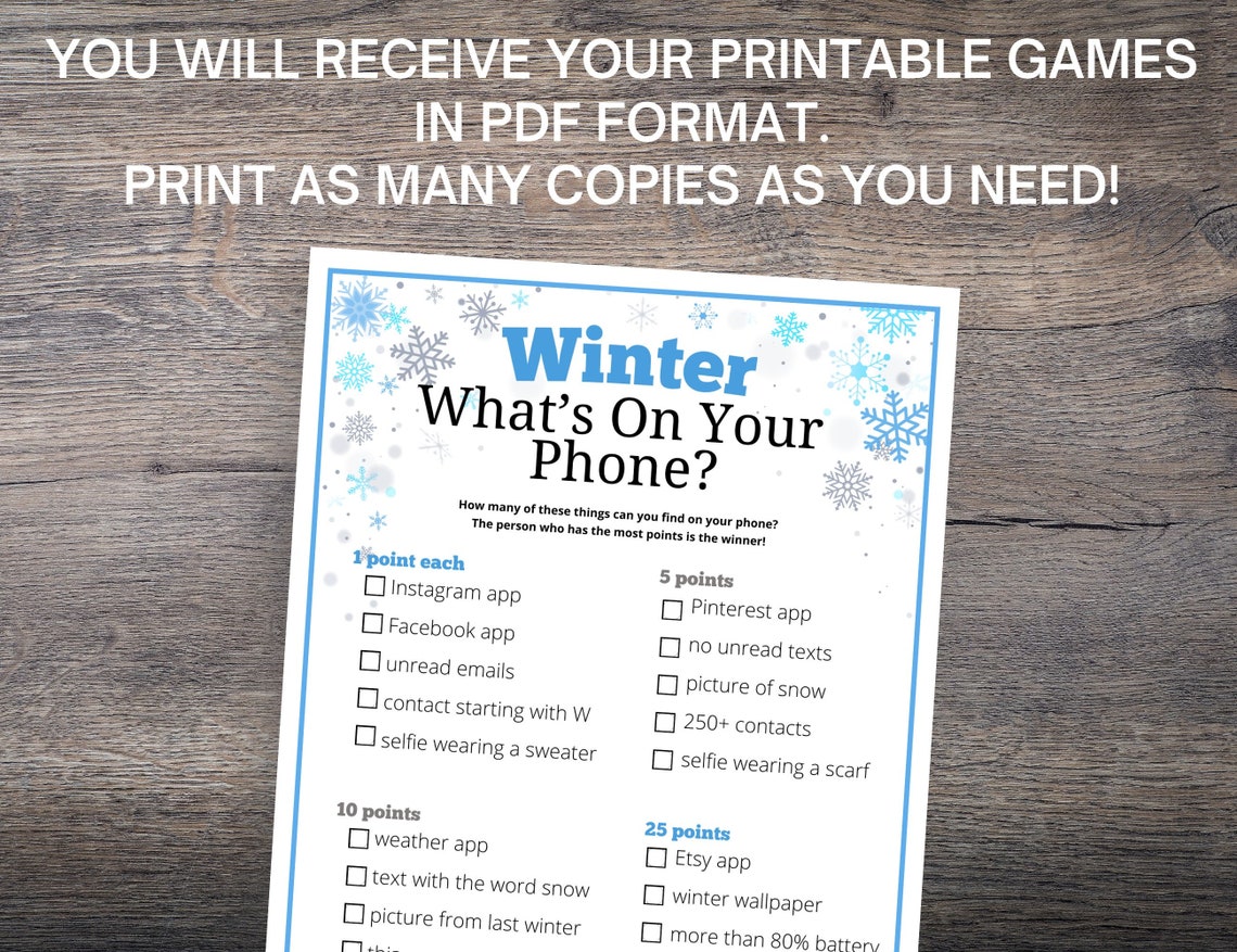 Winter What's on Your Phone Game: Digital Scavenger Hunt for Teens and ...