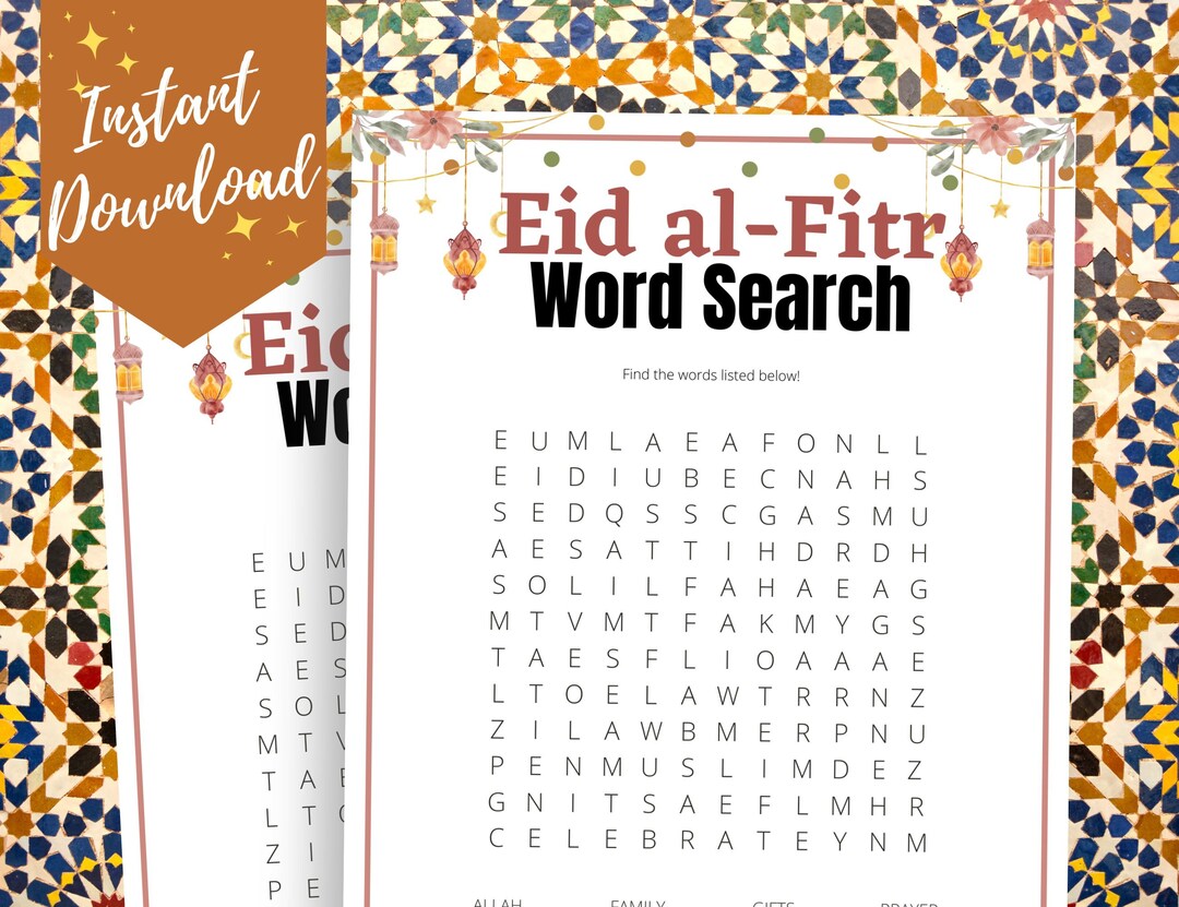 Eid Al-fitr Word Search Game, Printable Eid Game for Kids, Teens, & Adults, Eid Ul-fitr ...
