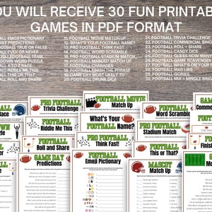 Pro Football Party MEGA Bundle: 30 Printable Games and Activities ...