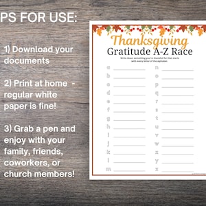 Gratitude A to Z List for Thanksgiving Dinner, School Thanksgiving ...