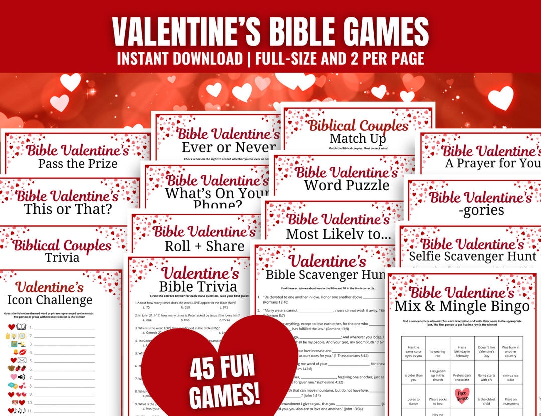 Valentine’s Bible Games BUNDLE, Christian Valentine's Games, Sunday ...