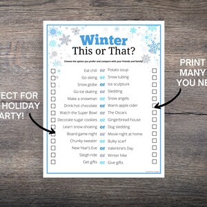 Winter This or That Game: Fun Party Activity (digital Download) - Etsy