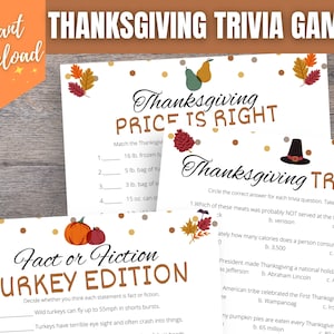 Thanksgiving TRIVIA BUNDLE Thanksgiving Party Games for - Etsy
