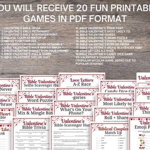 Valentines Bible Games BUNDLE, Christian Valentine's Games, Sunday ...