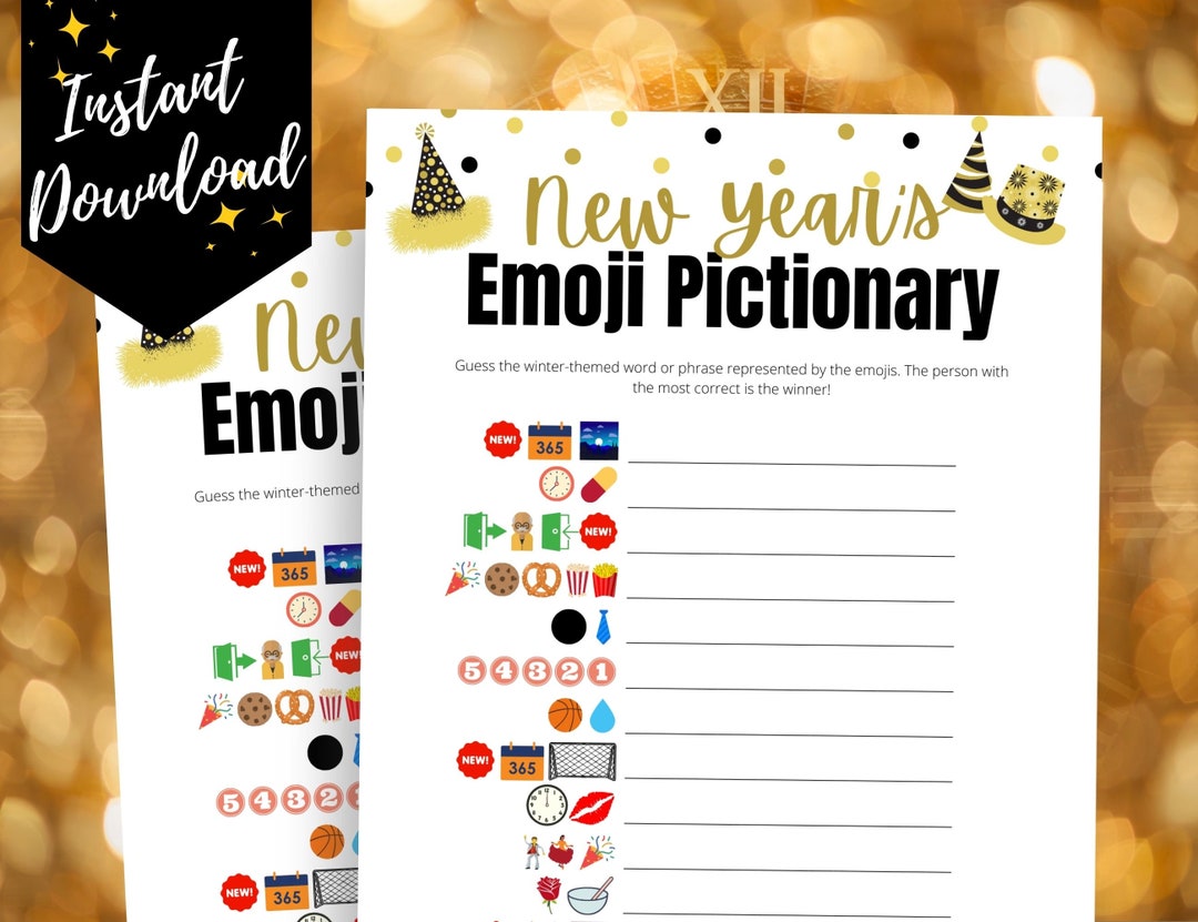 New Years Emoji Pictionary Game Fun New Years Game for Kids - Etsy