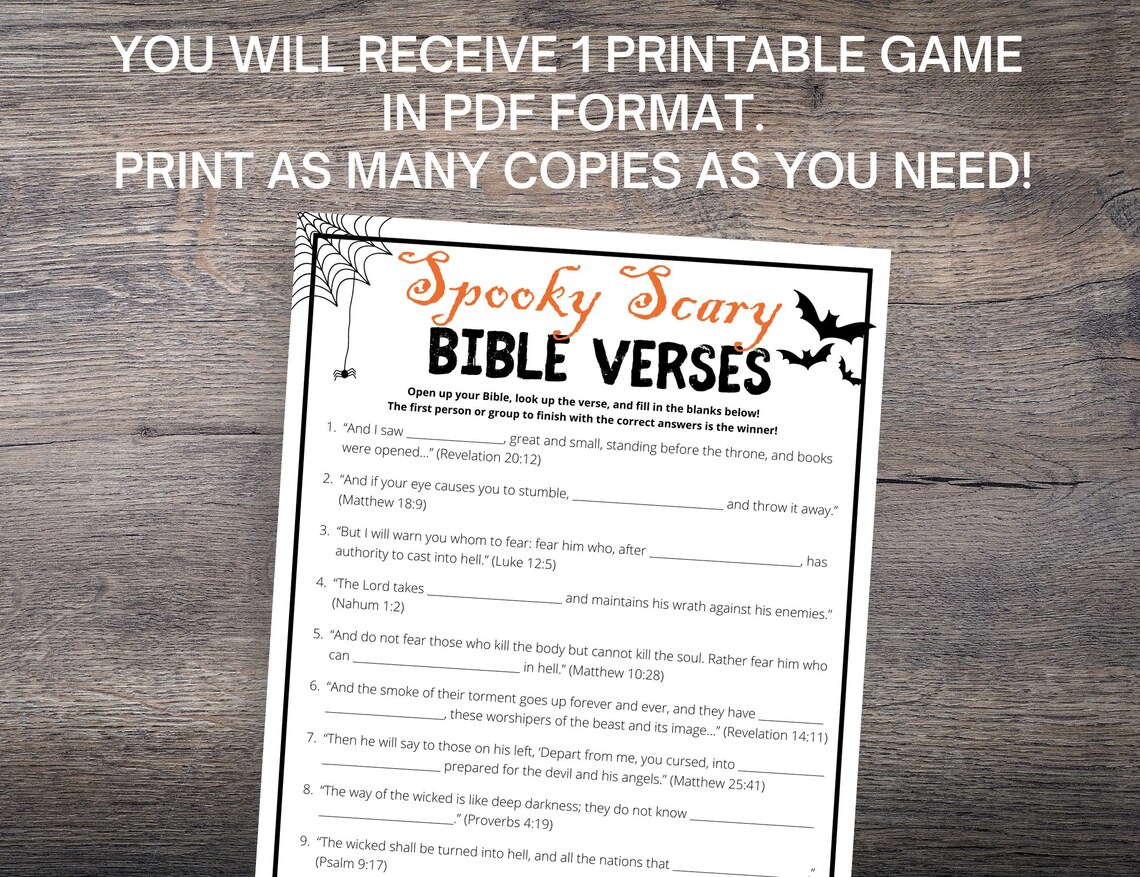 Scary Bible Verses Halloween Game: Christian Printable Halloween ...