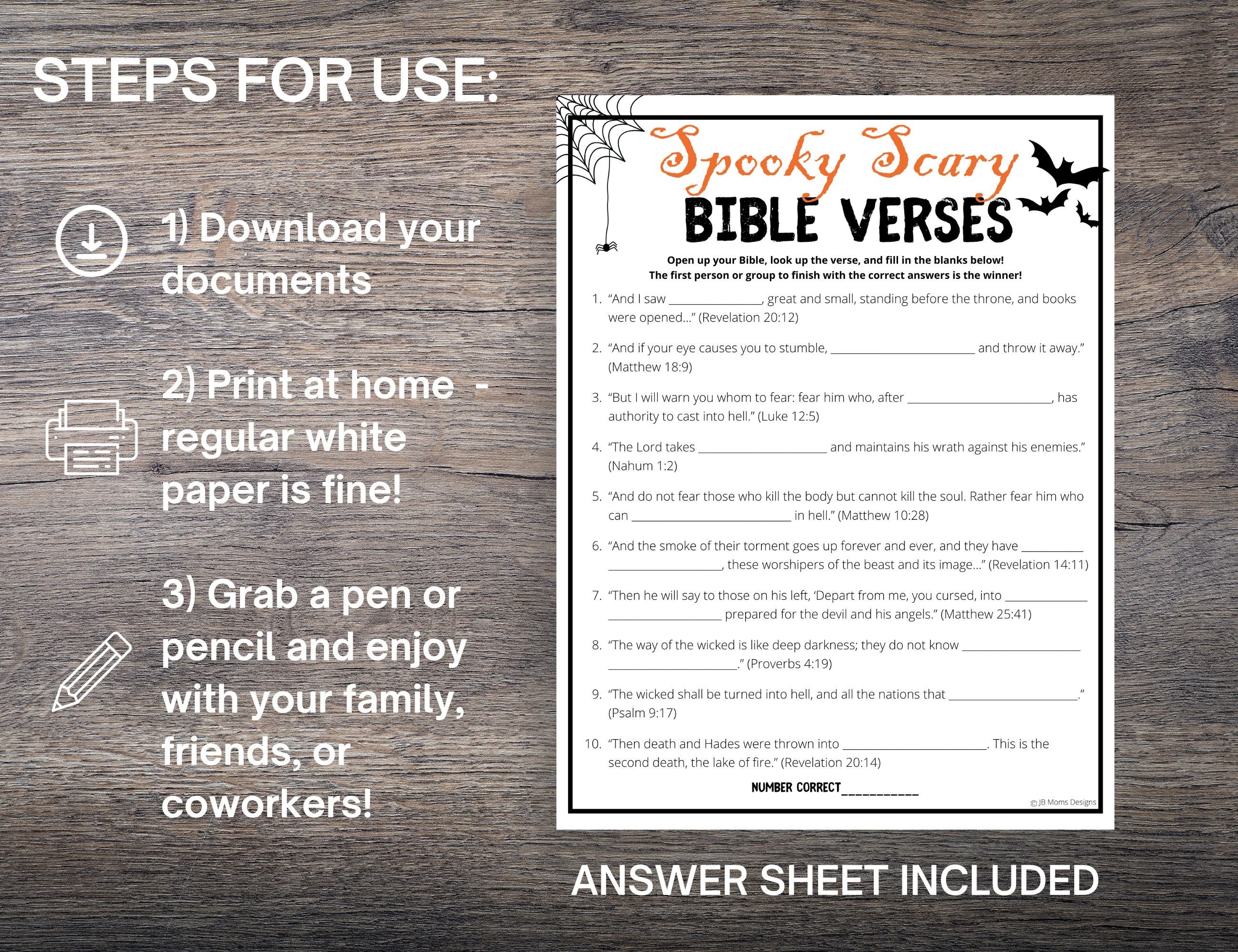Scary Bible Verses Halloween Game: Christian Printable Halloween ...