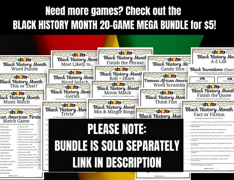 Black History Month Trivia Cards: 114 Printable Game Questions (digital ...