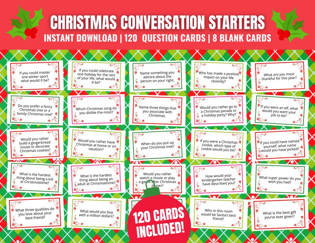 Christmas Conversation Starter Cards: Holiday Icebreaker Game (PDF) - Etsy