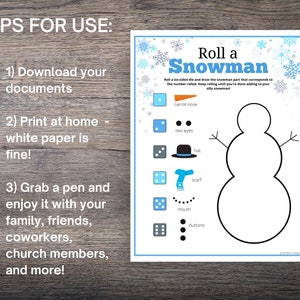 Winter Roll a Snowman: Printable Holiday Game for Kids (PDF) - Etsy