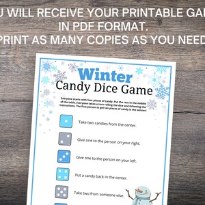 Winter Candy Dice Game: Holiday Party Activity for Kids (PDF) - Etsy