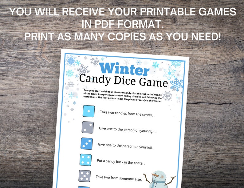 Winter Candy Dice Game: Holiday Party Activity for Kids (PDF) - Etsy
