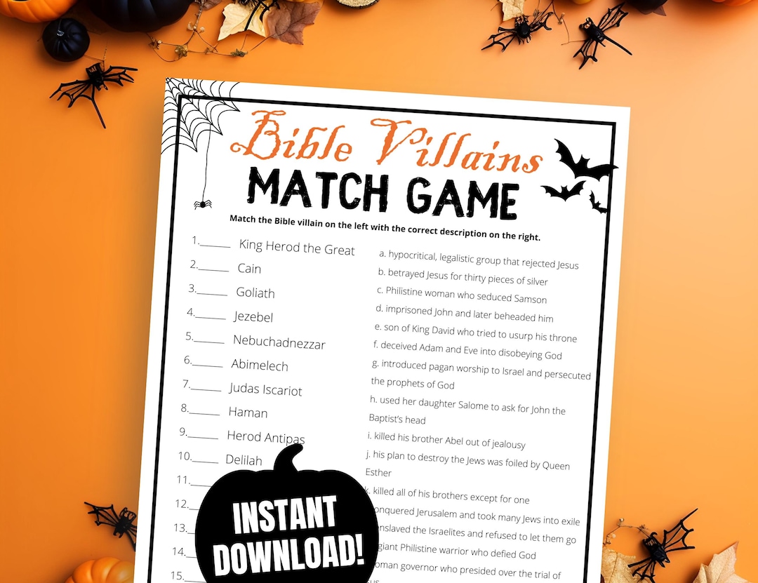 Bible Villains Match Game, Christian Halloween Games, Halloween Bible ...