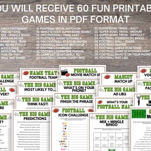 Super Football Party Games MEGA BUNDLE: 60 Printable Games, Activities ...