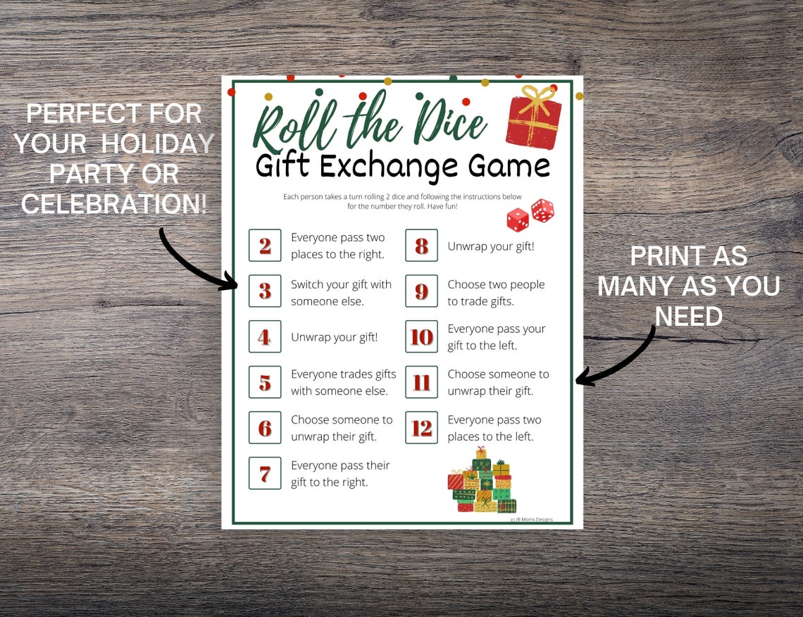 Holiday Roll the Dice Gift Exchange Game Holiday Office - Etsy