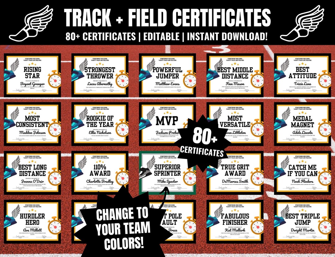 Editable Track and Field Award Certificates: End of Season Banquet ...