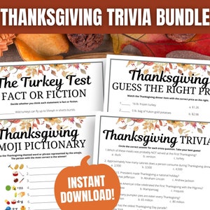 Thanksgiving TRIVIA BUNDLE Thanksgiving Party Games for - Etsy