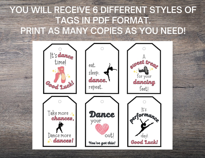 Dance Team Treat Tags: Good Luck Gift (PDF) - Etsy
