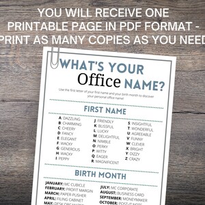 Whats Your Office Name Funny Office Party Game, Work Games, Happy Hour ...