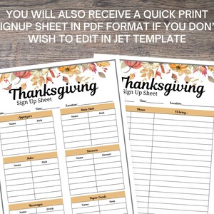 Thanksgiving Potluck Sign-up Sheet: Dinner, Church, Office (PDF ...