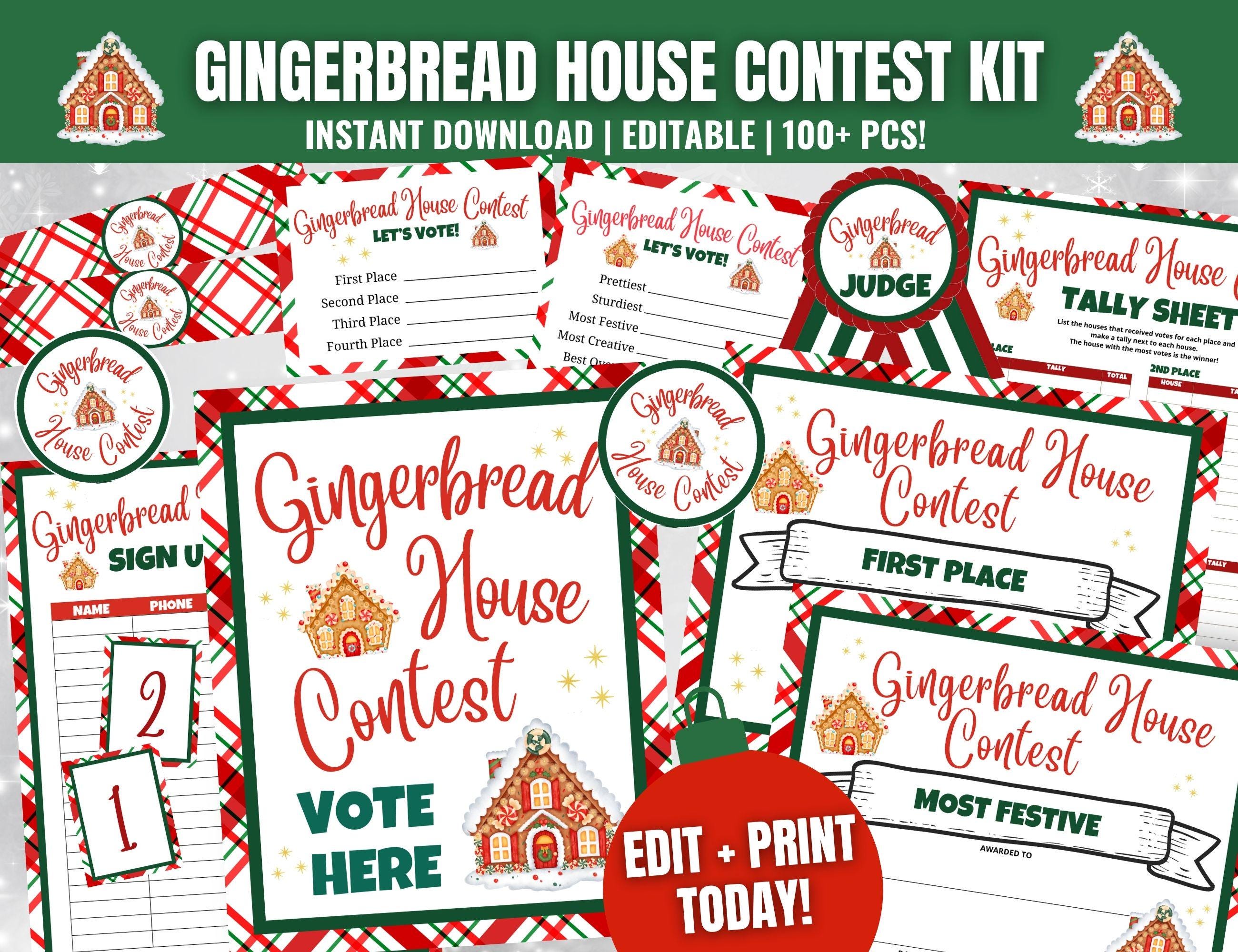 Gingerbread House Contest Kit: Printable Awards, Voting Ballots and ...