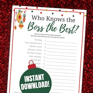 Who Knows the Boss Best Game, Holiday Office Party Game, Work Christmas ...