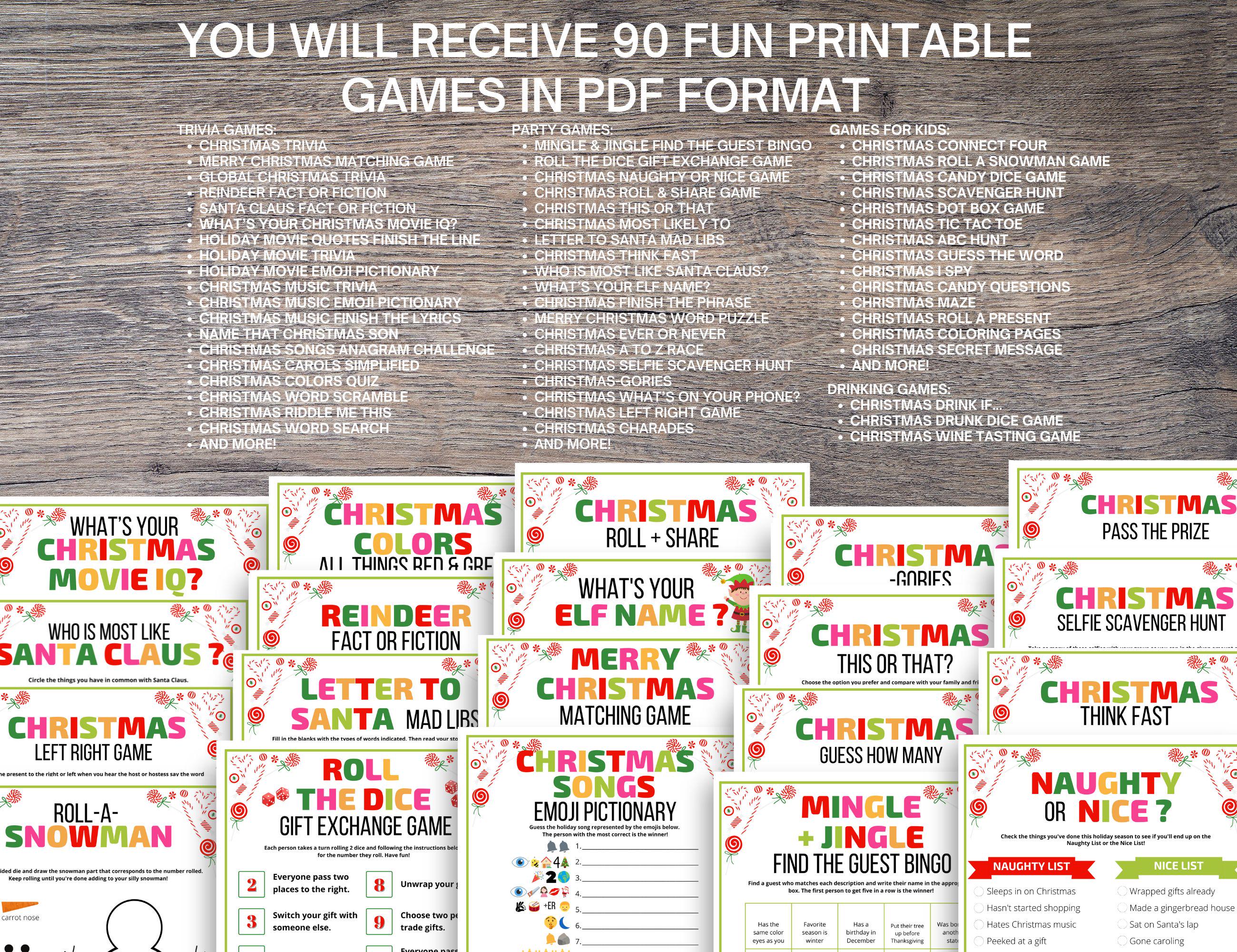 Christmas Games MEGA Bundle: 90 Printable Party Games, Activities and ...