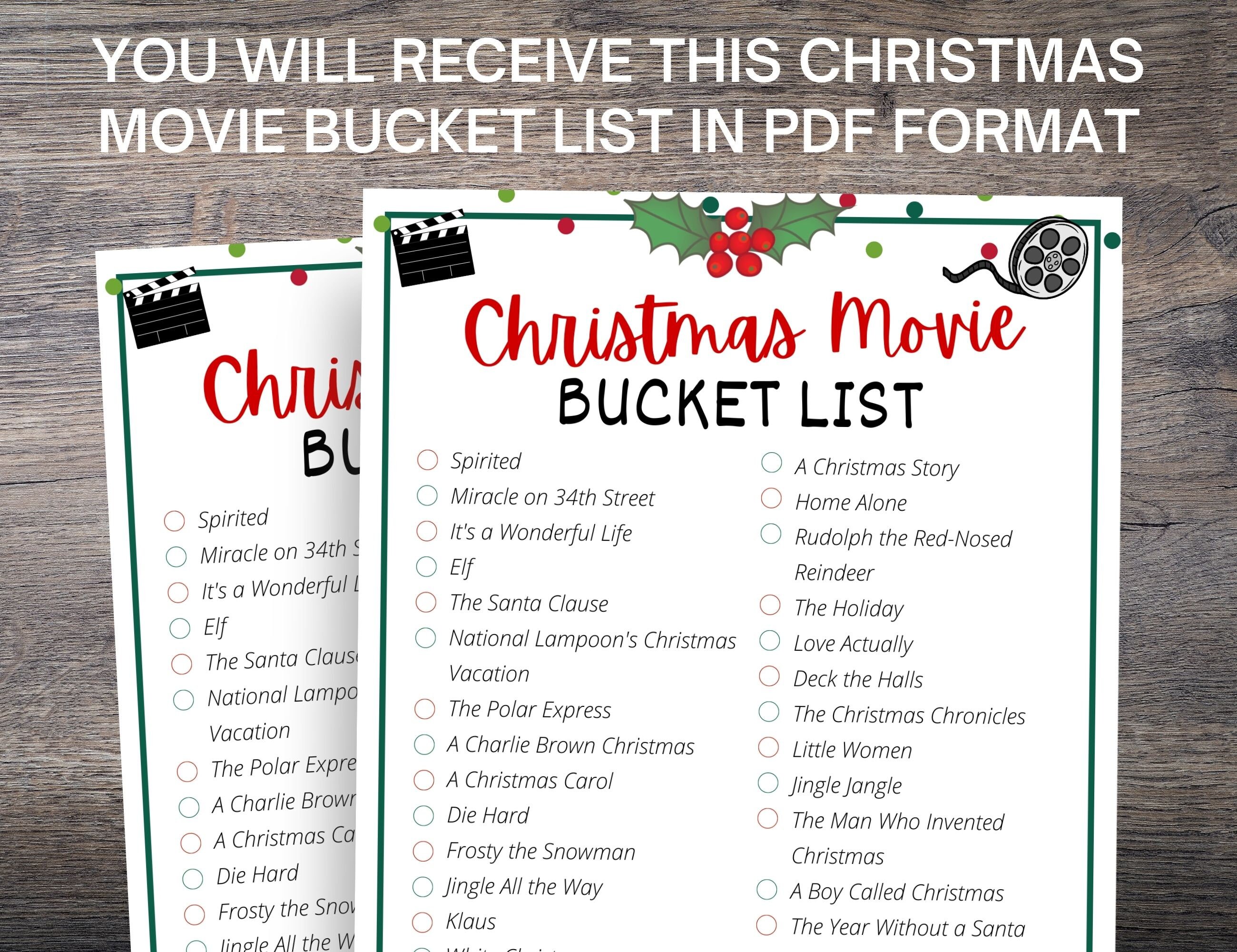 Christmas Movie Bucket List Printable Christmas (Download Now) - Etsy
