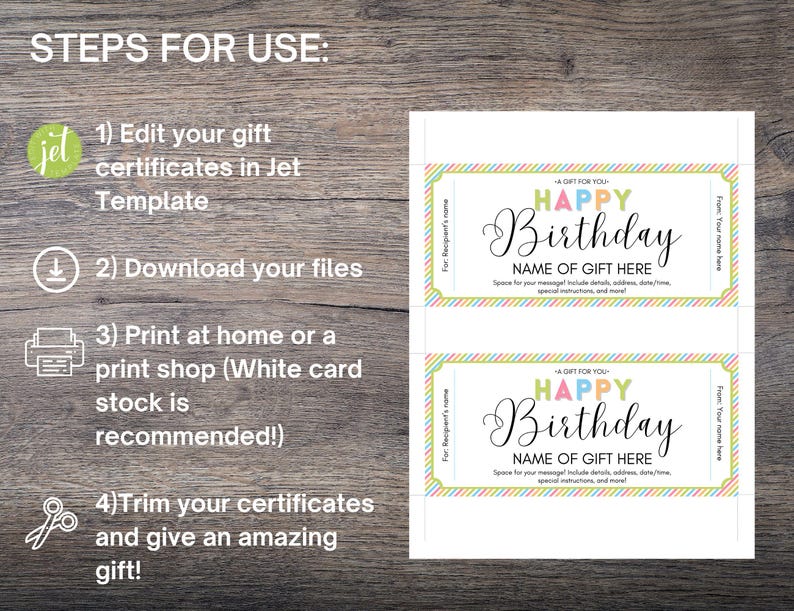 Editable Birthday Gift Certificate: Printable Birthday Coupon - Etsy