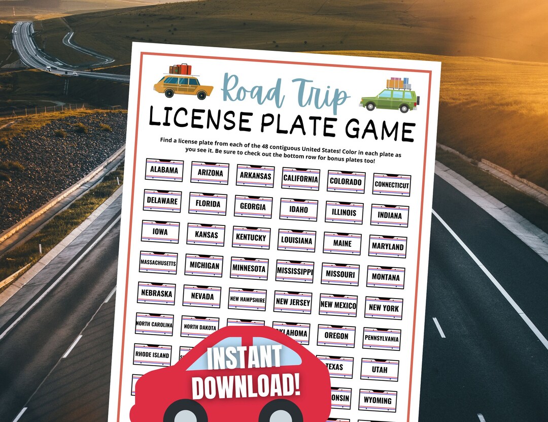 License Plate Game: Road Trip Scavenger Hunt (printable PDF) - Etsy