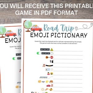 Road Trip Emoji Pictionary Game, Fun Emoji Game for Summer Travel or ...