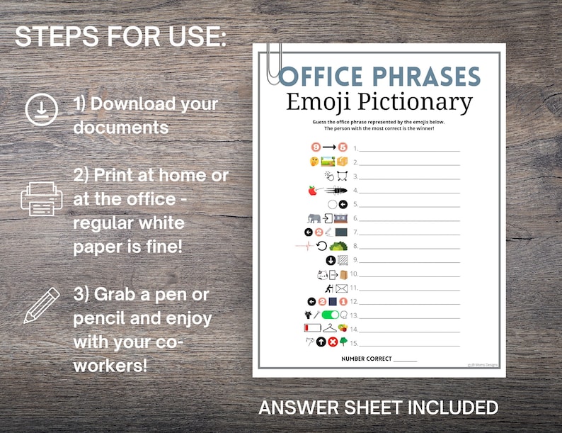 Office Emoji Pictionary Game: Team Building Activity (printable PDF) - Etsy
