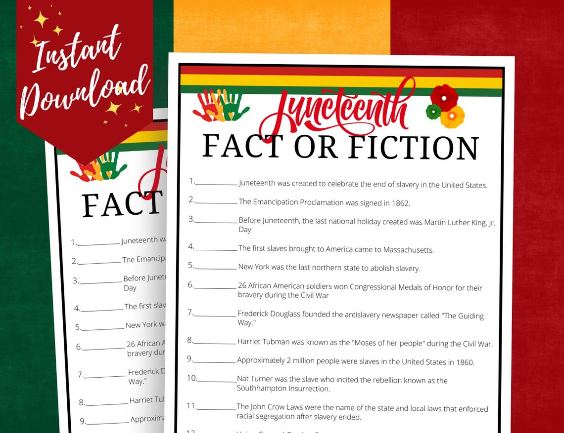 Juneteenth Fact or Fiction Trivia Game Fun Juneteenth Game to - Etsy