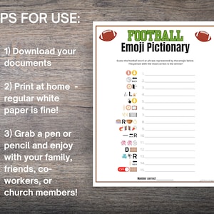 Football Emoji Pictionary Game, Fun Football Emoji Game, Tailgate Party ...