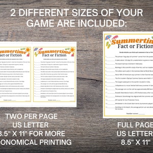 Summer Fact or Fiction Trivia Game, Fun Summer Trivia, Summer Activity ...