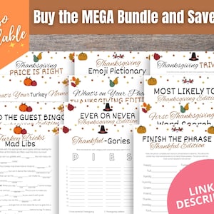 Thanksgiving TRIVIA BUNDLE Thanksgiving Party Games for - Etsy