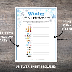 Winter Emoji Pictionary Game: Holiday Party Activity (PDF) - Etsy