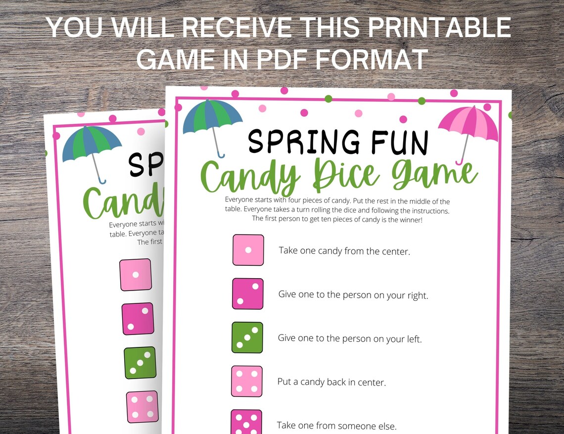 Spring Candy Dice Game Fun Spring Game for Kids & Teens - Etsy