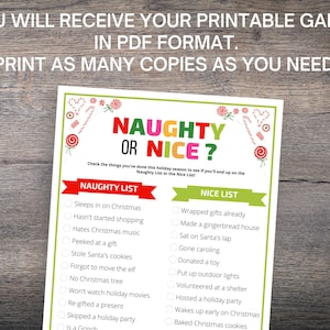 Christmas Naughty or Nice Game, Christmas Party Game, Holiday Party ...
