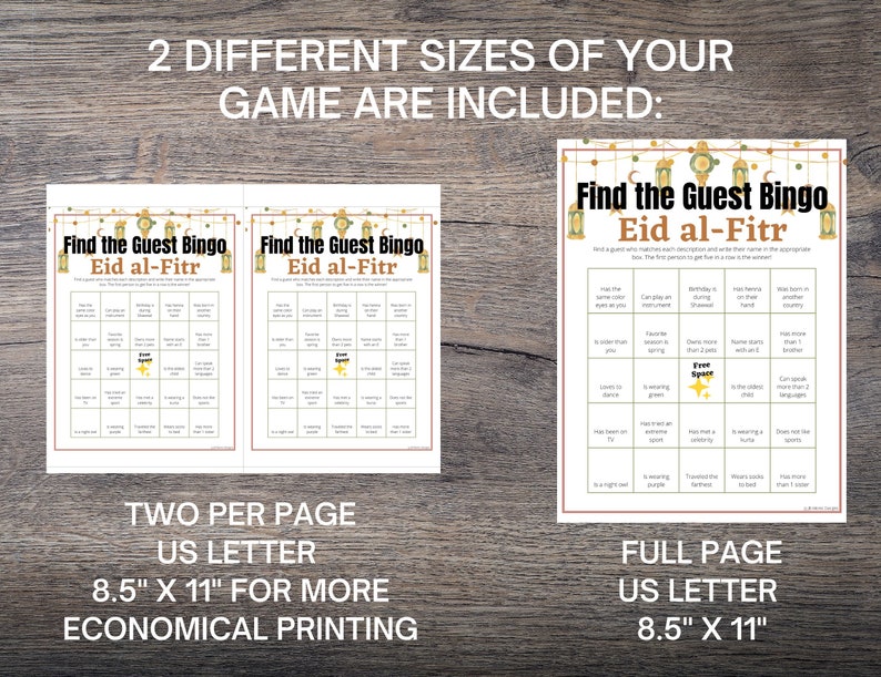 Eid Al-fitr Find the Guest Bingo Game Eid Ul-fitr Printable - Etsy