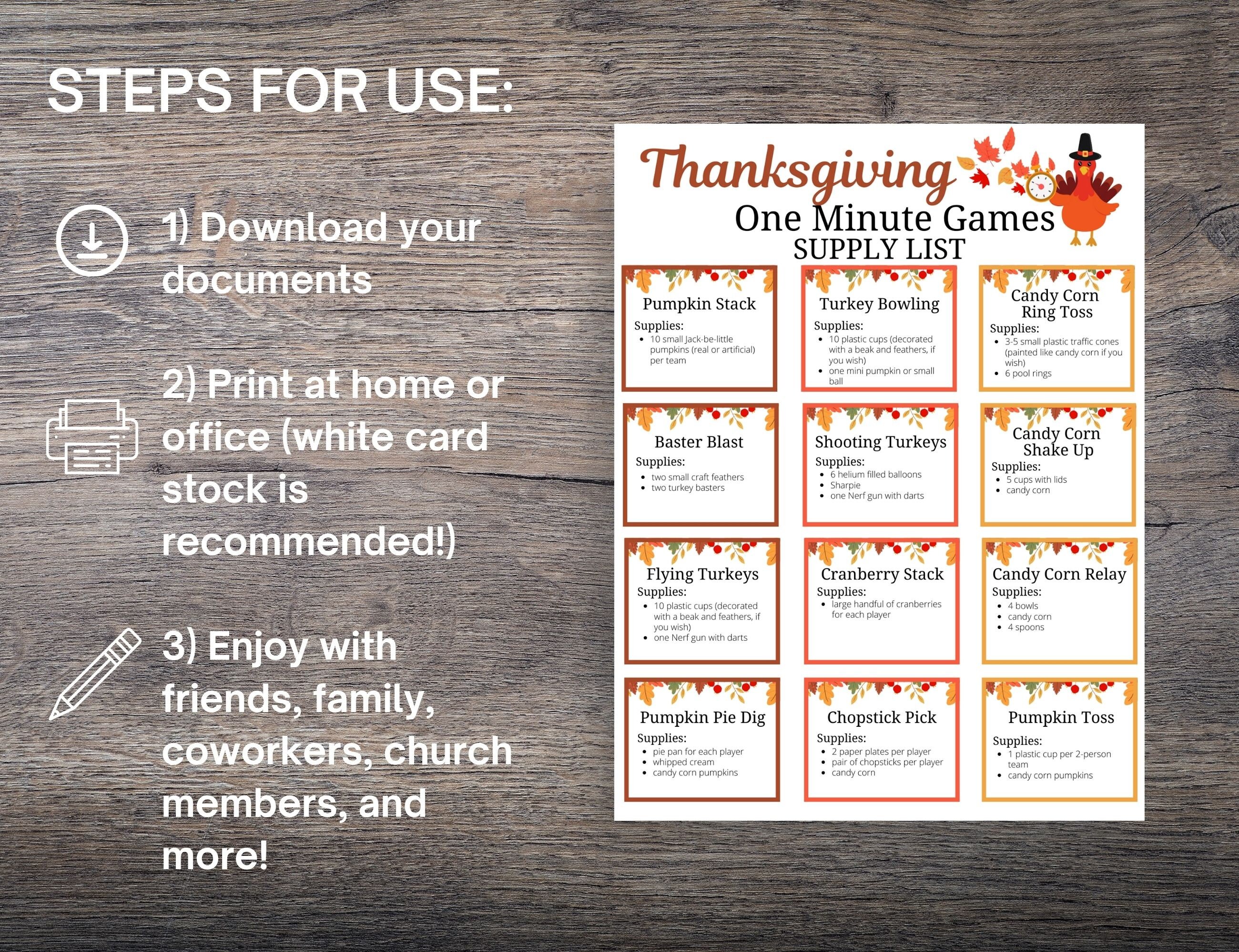 Thanksgiving One Minute Games Bundle: 36 Fun Activities (PDF) - Etsy