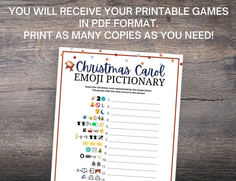 Christmas Carol Emoji Pictionary Game: Church Christmas Party (digital ...