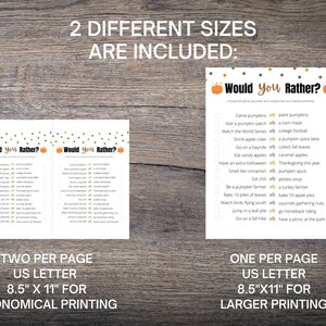 Fall Would You Rather Game for Kids and Adults Autumn - Etsy