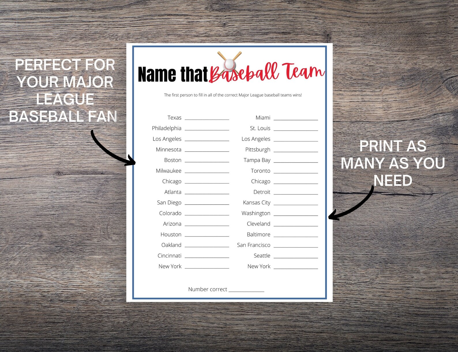 Name That Baseball Team Game Baseball Party Game Baseball - Etsy
